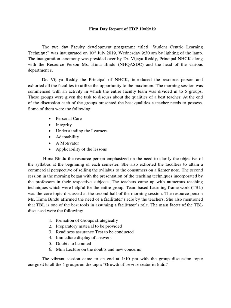 Report FDP Sachin | PDF | Teachers | Pedagogy