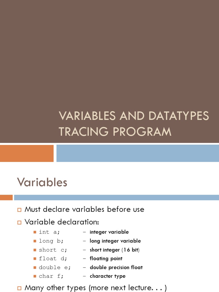 Lect-03-Variables and Datatypes | PDF | Data Type | Integer (Computer Science)
