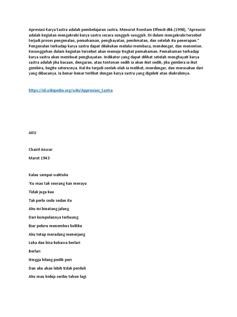 Contoh Apresiasi Puisi | PDF