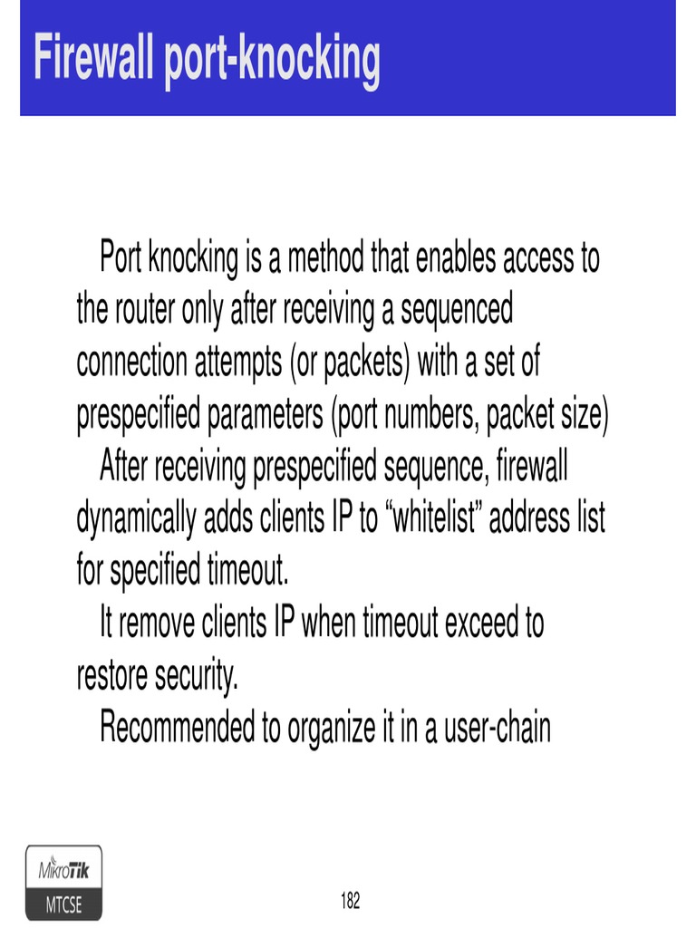 Slides04-Port Knocking | PDF | Port (Computer Networking) | Internet Protocols