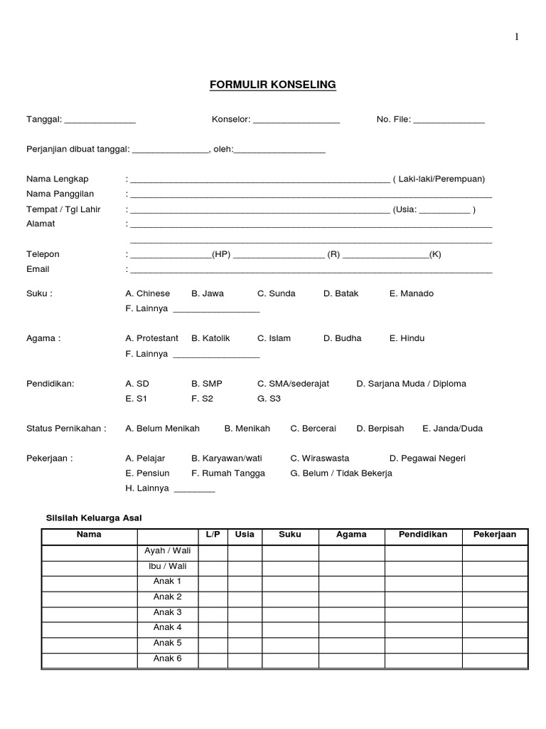 Formulir Konseling Karyawan | PDF