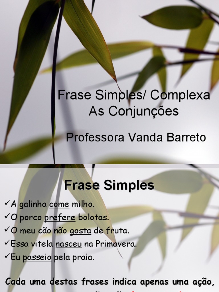 Frase Simples e Frase complexa/Conjunções/Coordenação e Subordinação ...