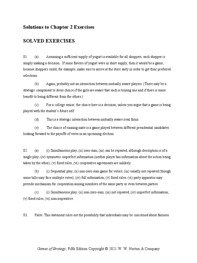 GOS5 Ch02 Solutions Solved | PDF | Game Theory | Economics Of Uncertainty