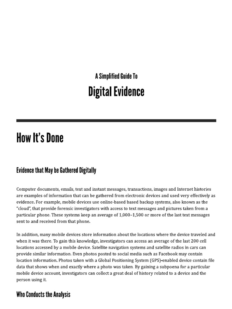 Simplified Guide To Digital Evidence | PDF