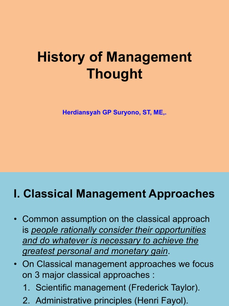 History of Management Thought | PDF | Human Nature | Organizational ...