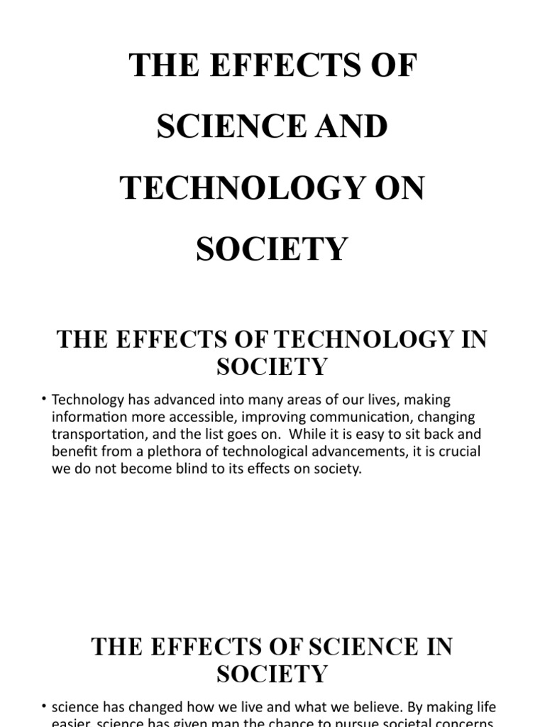 The Effects of Science and Technology On Society | PDF | Automation ...