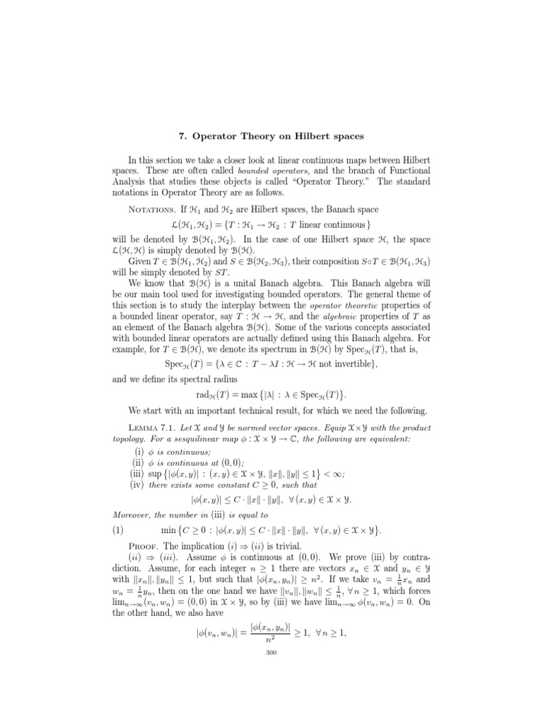 Operator Theory On Hilbert Spaces | PDF | Operator (Mathematics ...