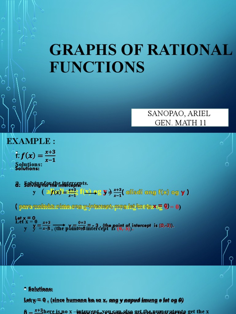 Graphs of Rational Functions: Sanopao, Ariel Gen. Math 11 | PDF