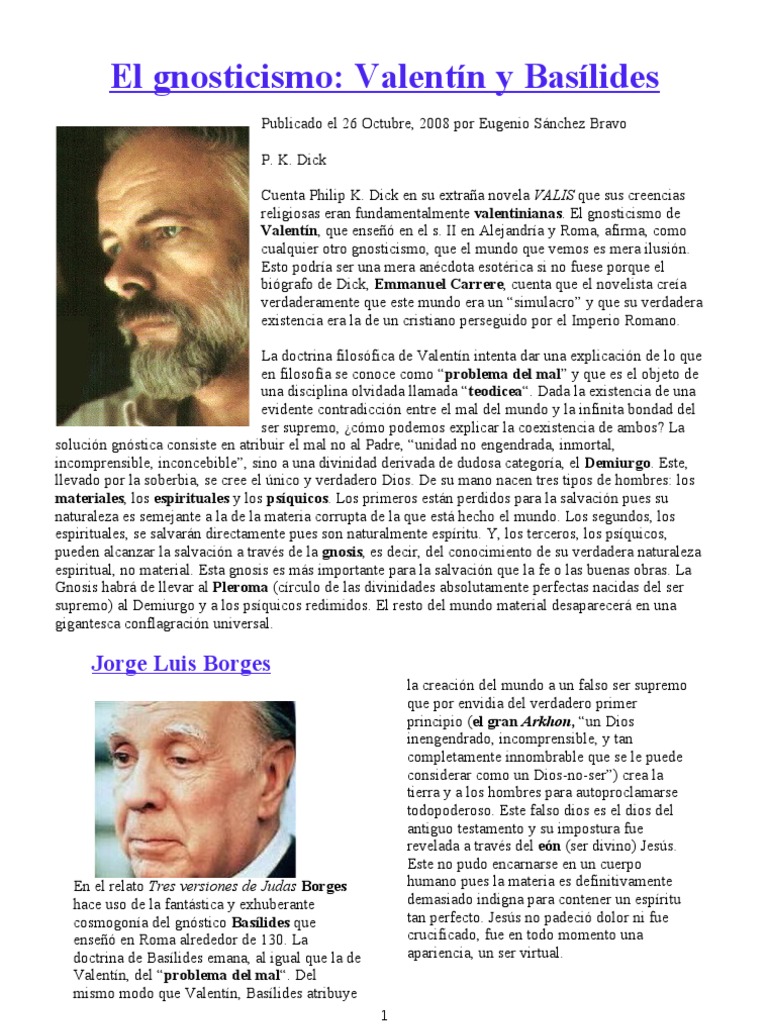 Gnosticismo: Valentín y Basílides | PDF | Gnosticismo | Jesús