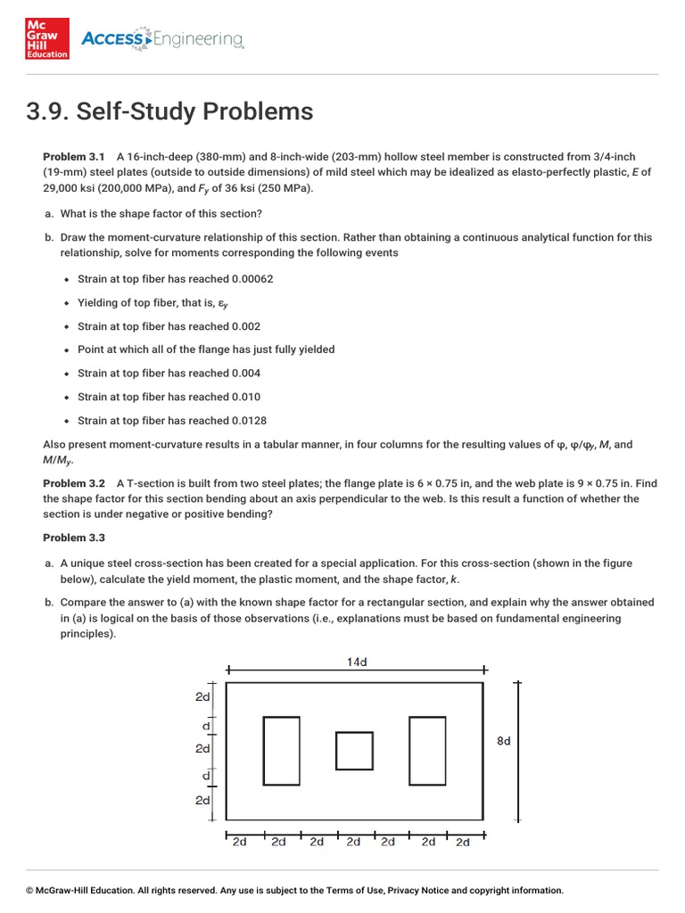 3.9. Self-Study Problems | PDF | Bending | Strength Of Materials