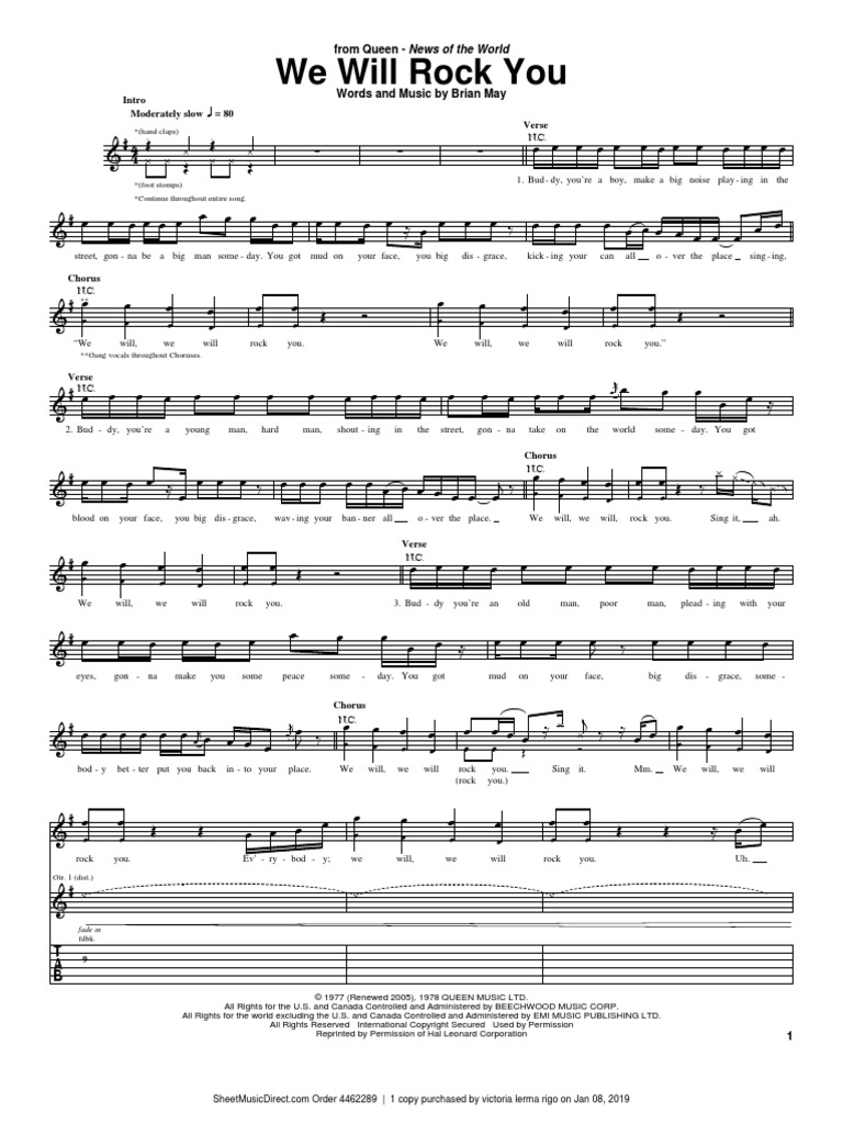 We Will Rock You | PDF | Song Structure | Songs