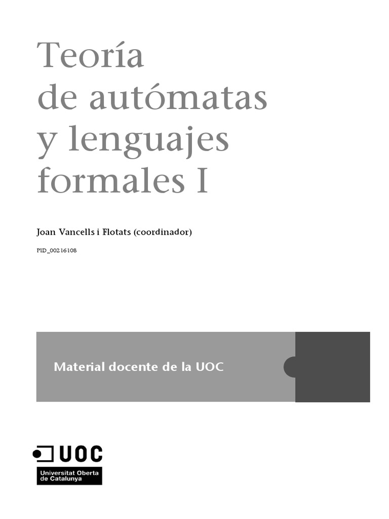 Teoría de Autómatas y Lenguajes Formales I | PDF | Ciencias de la Computación | Noam Chomsky