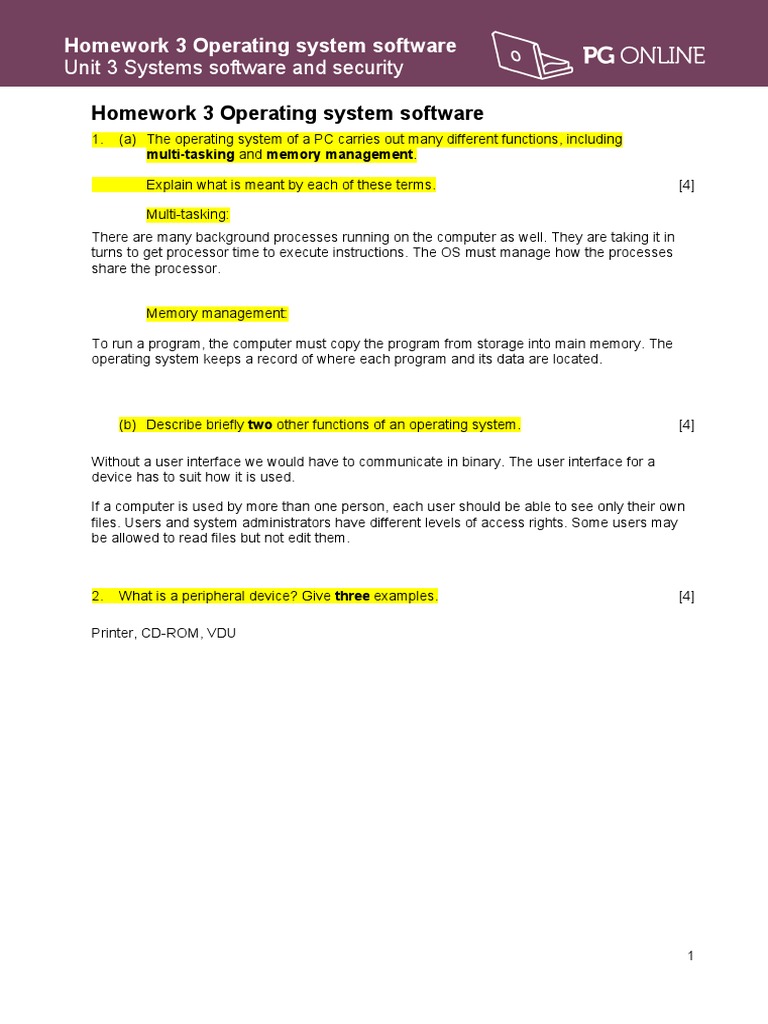 Homework 3 Operating System Software | PDF