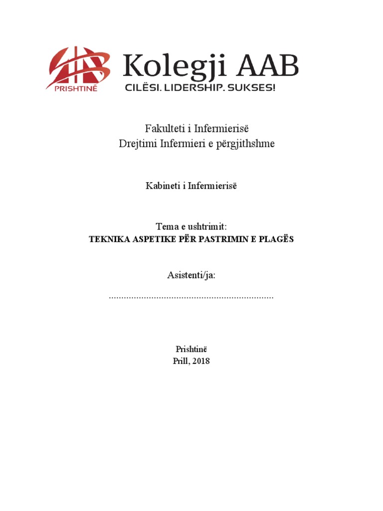 Fakulteti I Infermierisë Drejtimi Infermieri e Përgjithshme | PDF