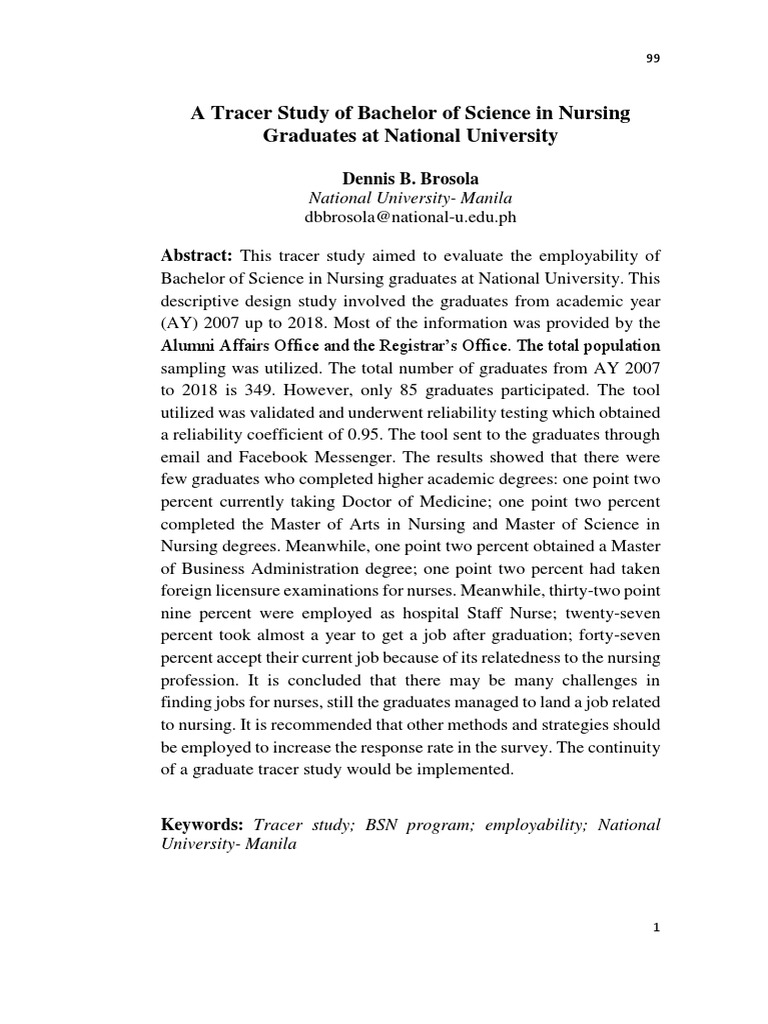 Tracer Study Nursing | PDF | Nursing | Curriculum