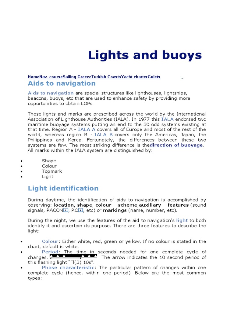 Lights and Buoys | PDF | Navigation | Water Transport