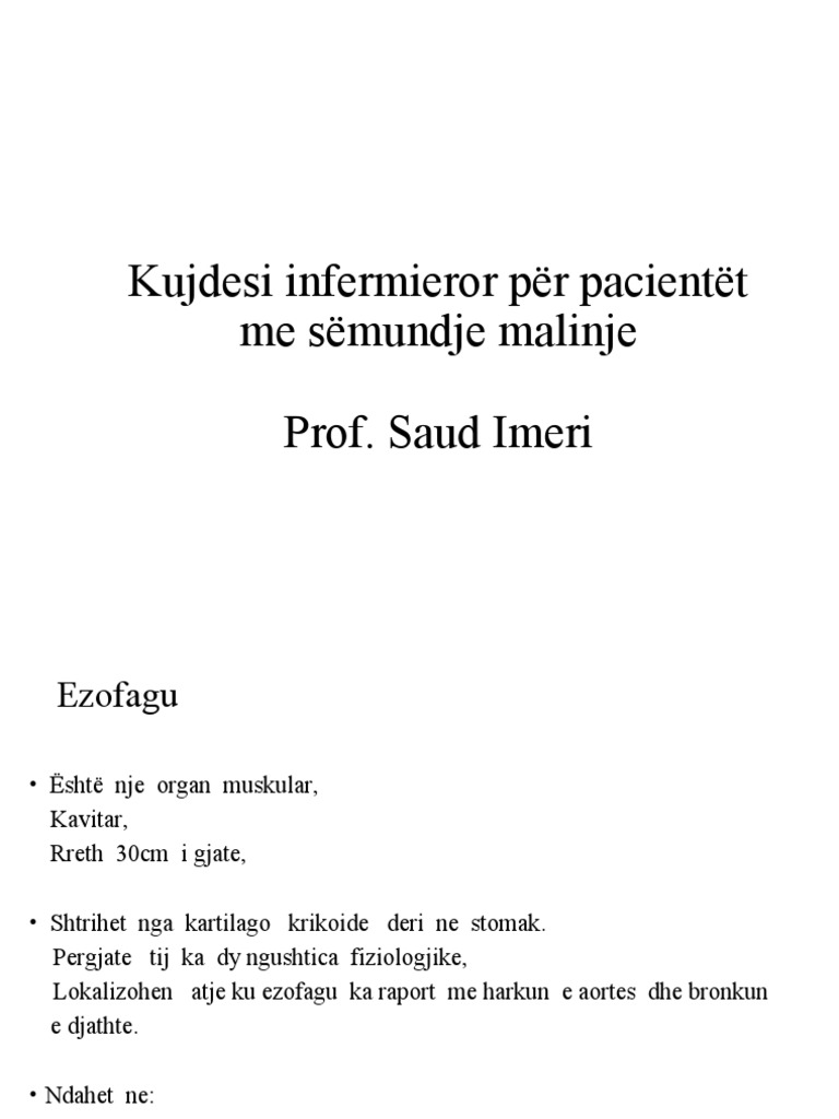 Kujdesi Infermieror Për Pacientët Me Sëmundje Malinje Prof. Saud Imeri ...