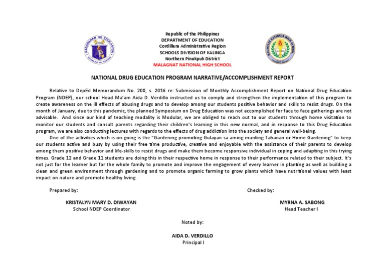 NDEP Narrative Report | PDF | Education Theory | Learning