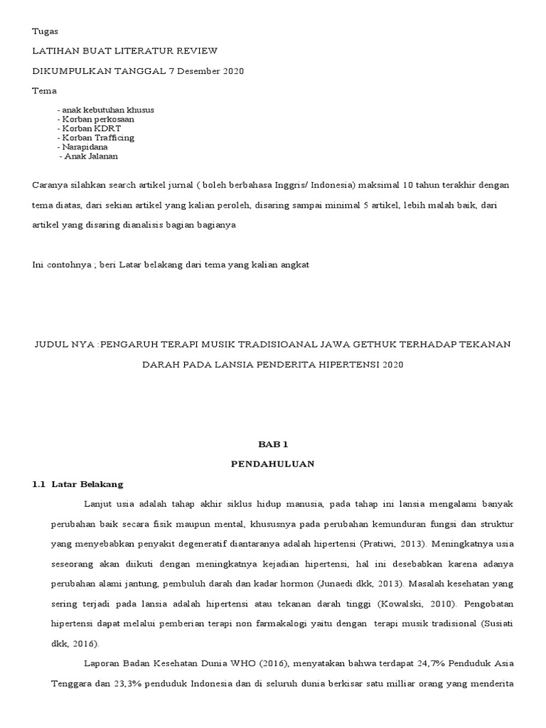 Contoh Tugas Literatur Review | PDF
