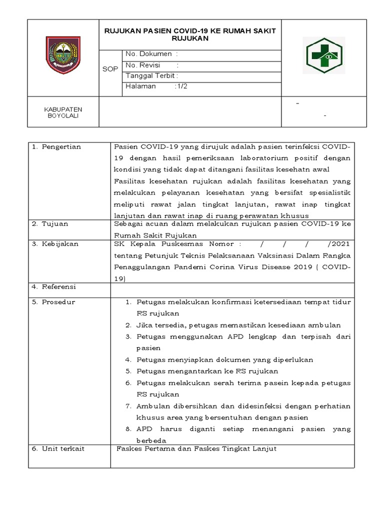 Sop Rujukan Pasien Ke RS | PDF