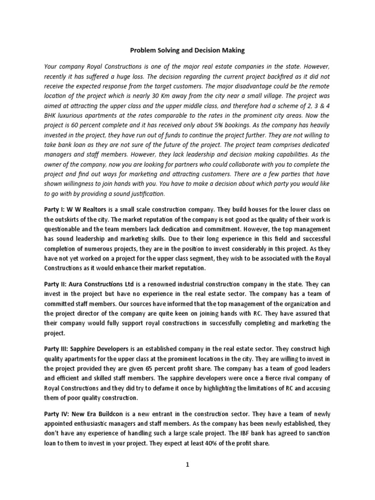 Problem Solving and Decision Making | PDF | Economies | Business