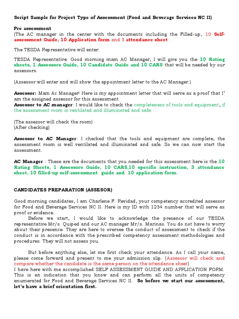 CHARLENE F. REVIDAD Script FBS Project Type | PDF | Restaurants | Educational Assessment