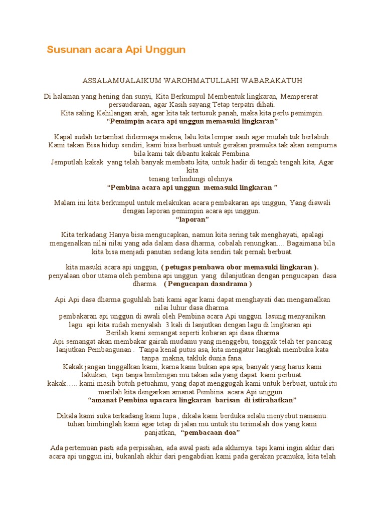 Susunan Acara API Unggun | PDF