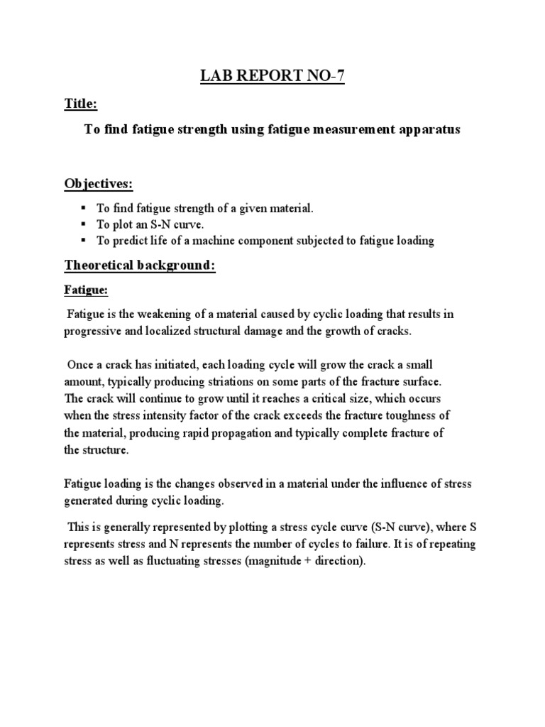 Mechanics of Material Lab Report | PDF | Fatigue (Material) | Fracture