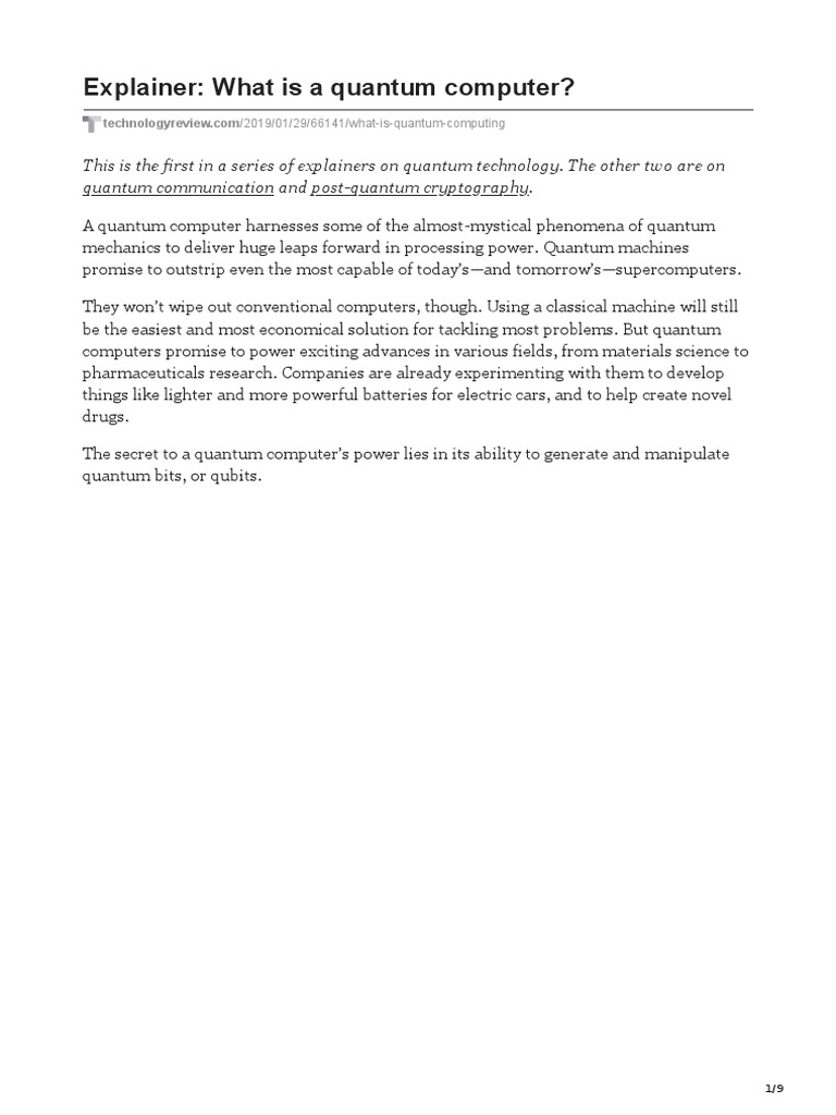 Explainer What Is A Quantum Computer | PDF | Quantum Entanglement | Quantum Computing