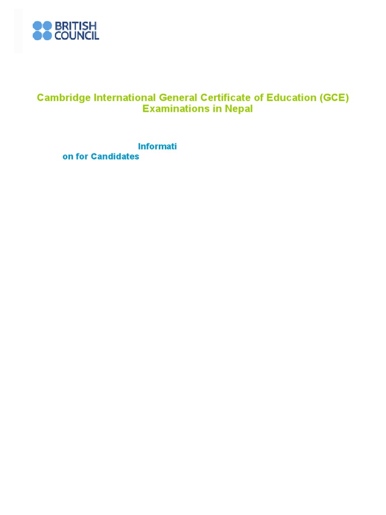 GCE A Level Information for Nepal Candidates | PDF | Schools | Test ...