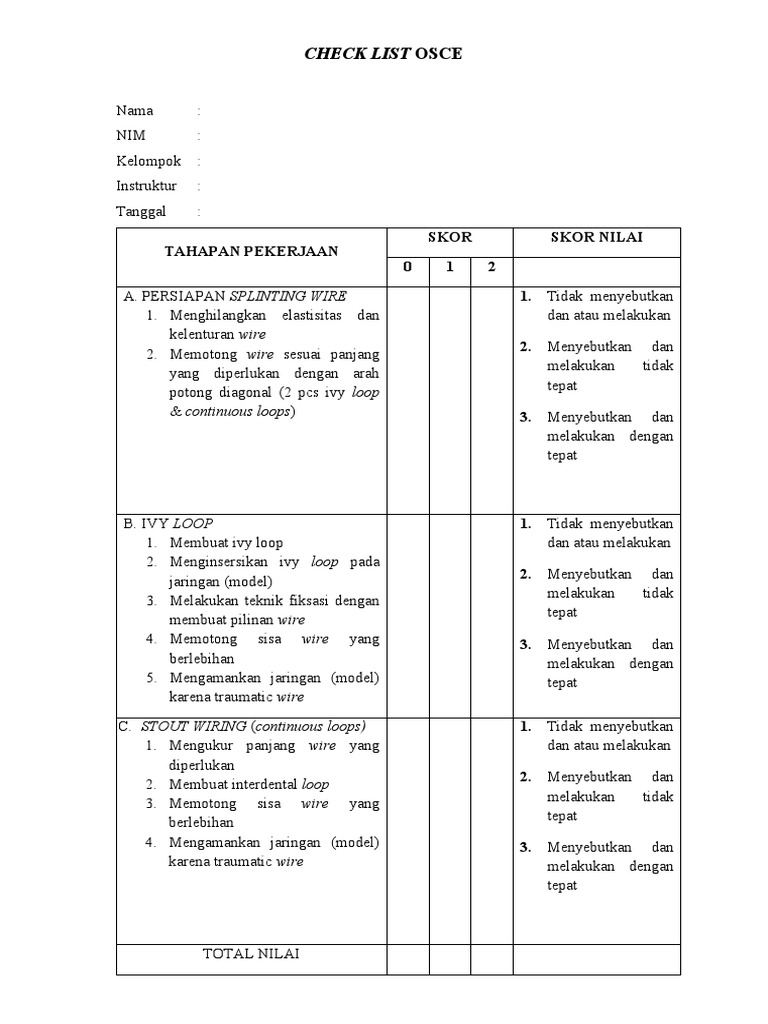 Check List Osce | PDF
