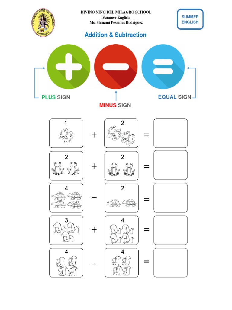 Addition and Subtraction Kindergarten | PDF