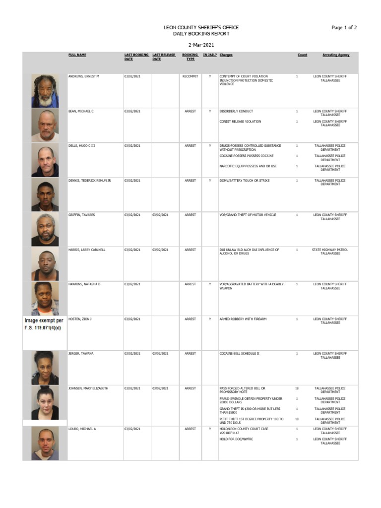 Booking Report 3-3-2021 | PDF | Sheriffs In The United States | Driving ...