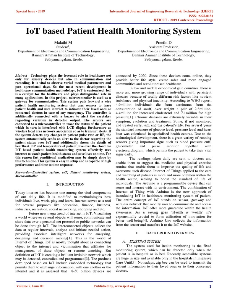 Iot Based Patient Health Monitoring System IJERTCONV7IS01047 | PDF ...