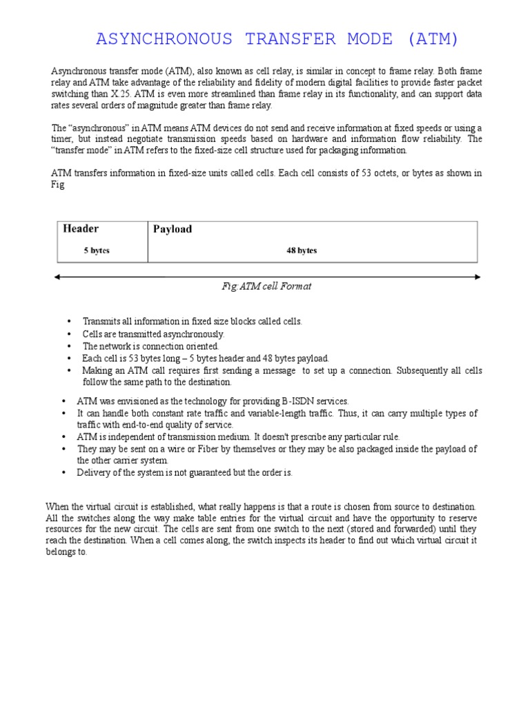 Overview of Asynchronous Transfer Mode | PDF | Asynchronous Transfer ...