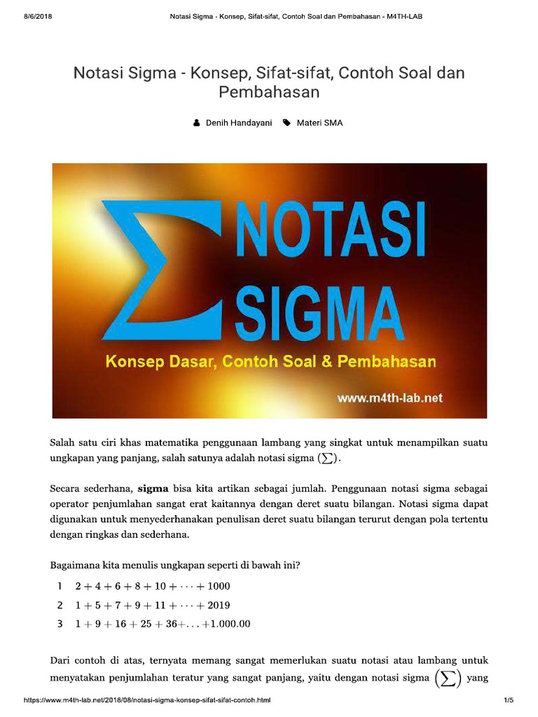 Notasi Sigma - Konsep, Sifat-Sifat, Contoh Soal Dan Pembahasan - M4TH ...