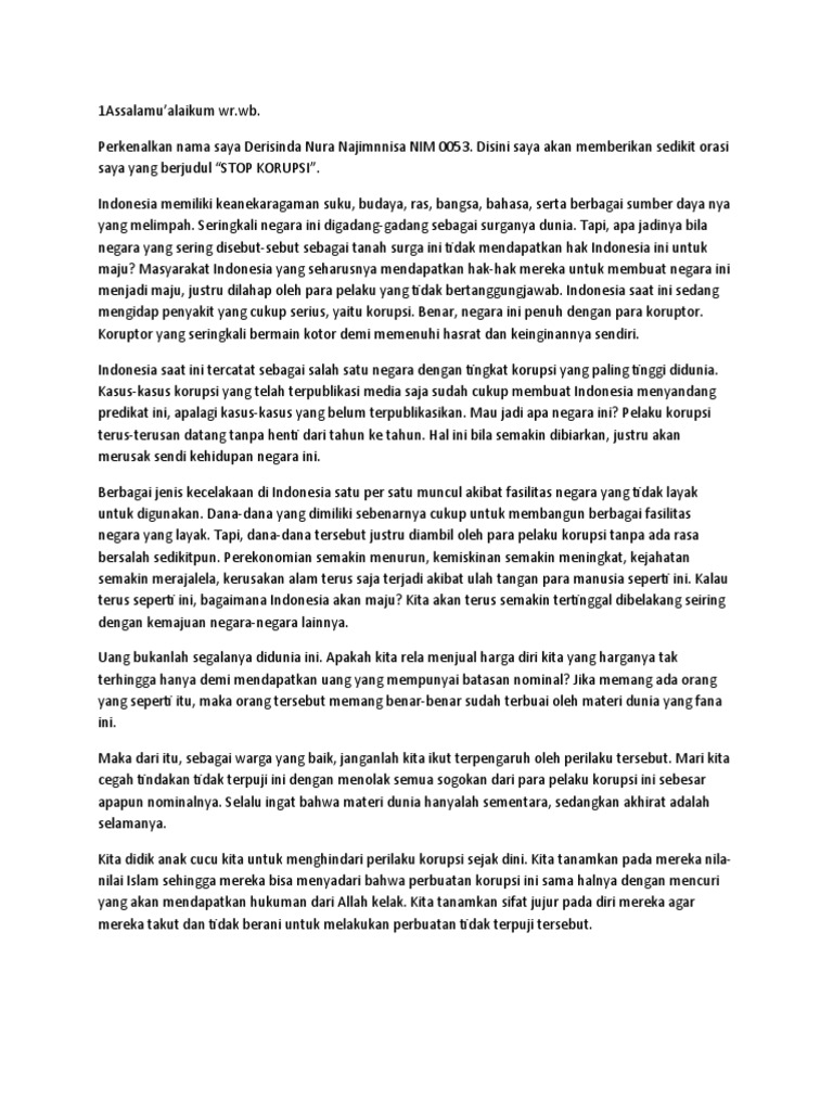 Orasi Anti Korupsi | PDF