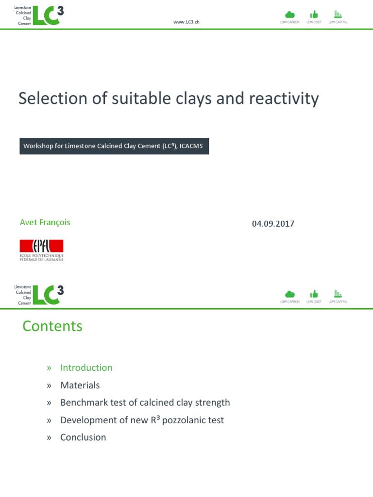 2 LC3 Selection of Suitable Clays and Reactivity | PDF | Calorimetry ...