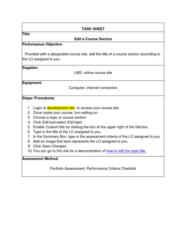 Edit Course Section Instructions | PDF