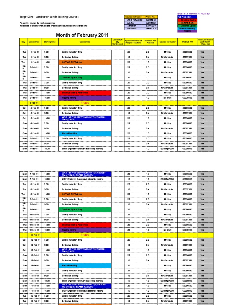 02 Trainig Schedule Feb 2011 | PDF