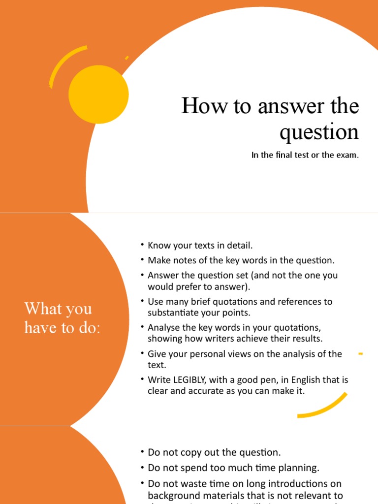 How To Answer The Question | PDF