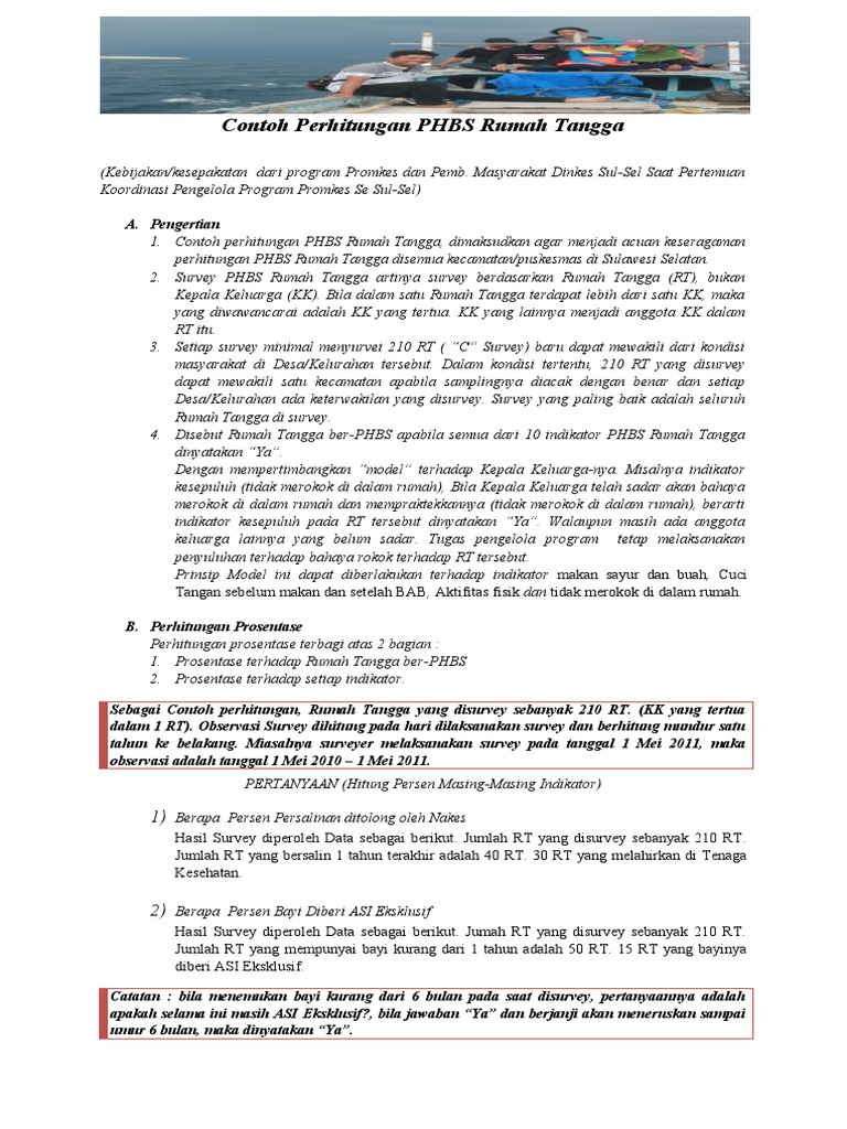 Contoh Perhitungan PHBS Rumah Tangga | PDF