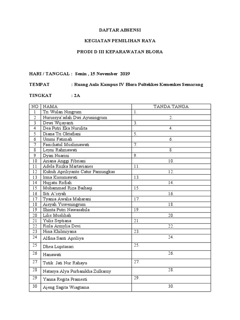 Absen Kelas 3A Dan 3B | PDF