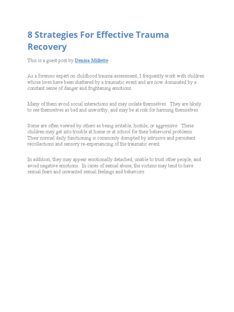 8 Strategies For Effective Trauma Recovery | PDF | Psychological Trauma ...
