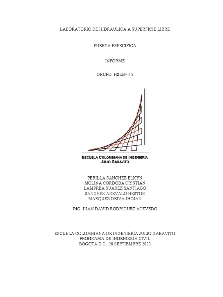 Informe Fuerza Especifica | PDF | Descarga (hidrología) | Fricción