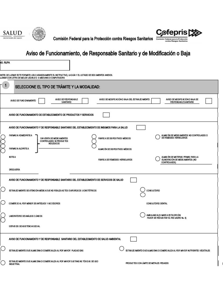 Formato Aviso de Funcionamiento | PDF | Farmacia | Comida y bebida
