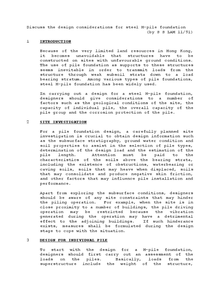 Steel H-Pile Foundation Design Guide | PDF | Deep Foundation | Corrosion
