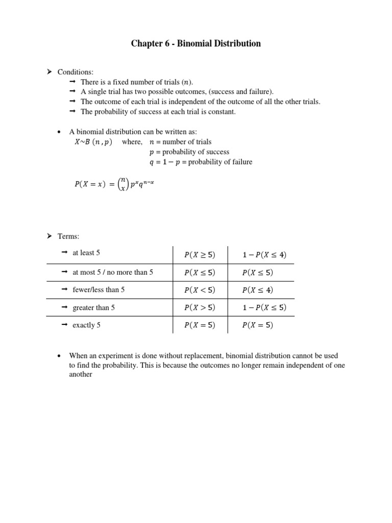 Binomial Distribution Guide | PDF | Variance | Expected Value