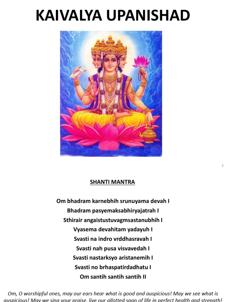 01 Kaivalya Upanishad Versewise Pdf Moksha Brahman