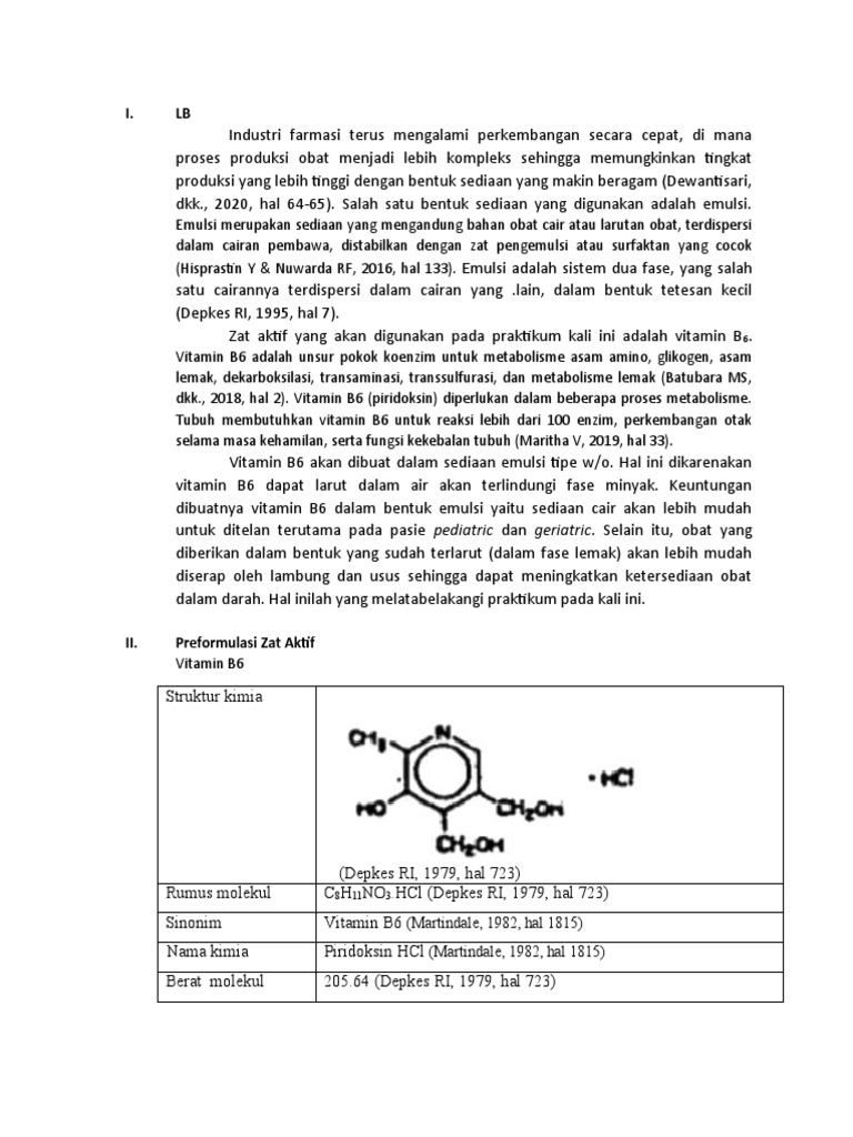 Emulsi Vitamin B6 | PDF